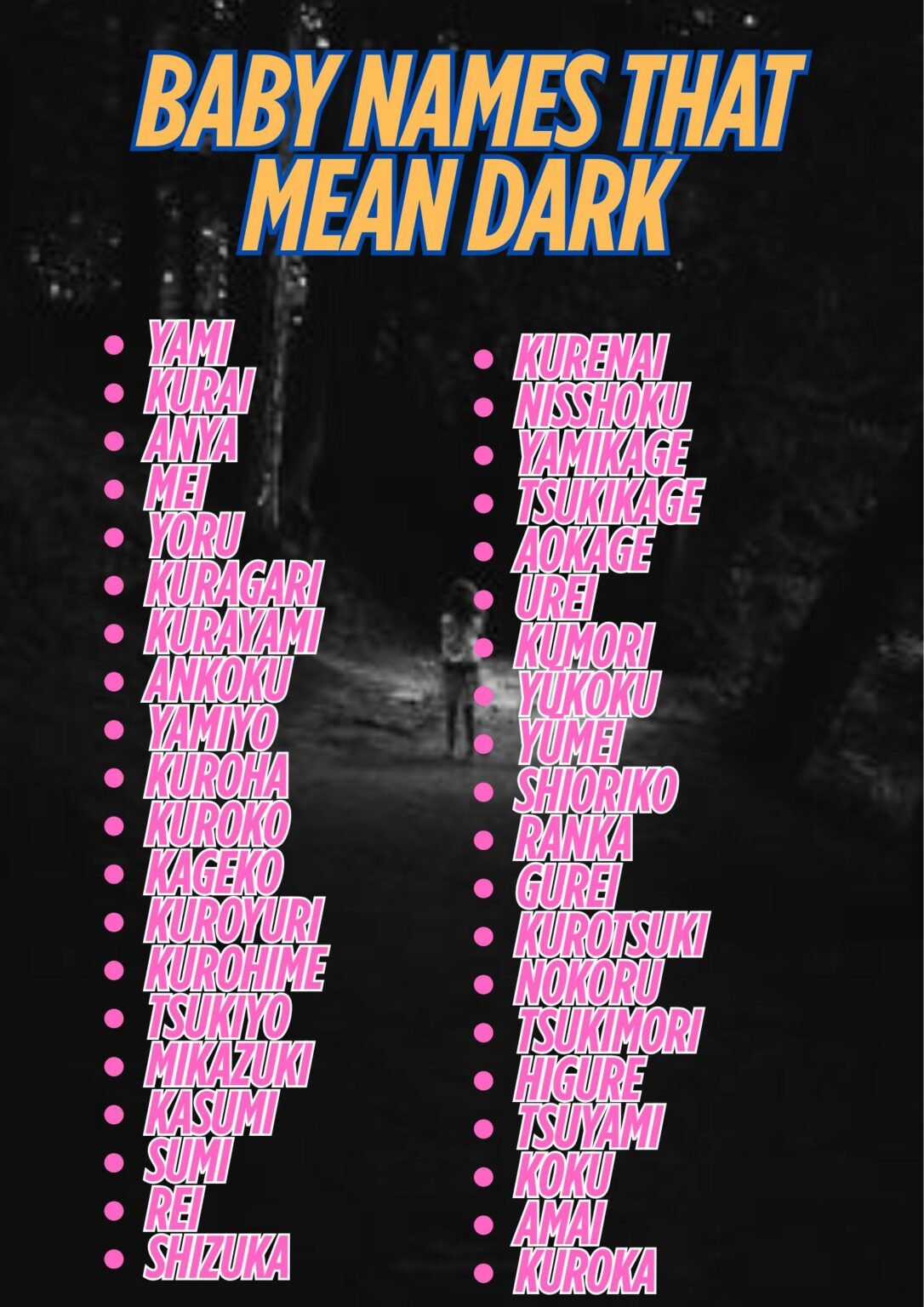 1000+ Japanese Baby Names that Mean Dark for boys and girls 2025